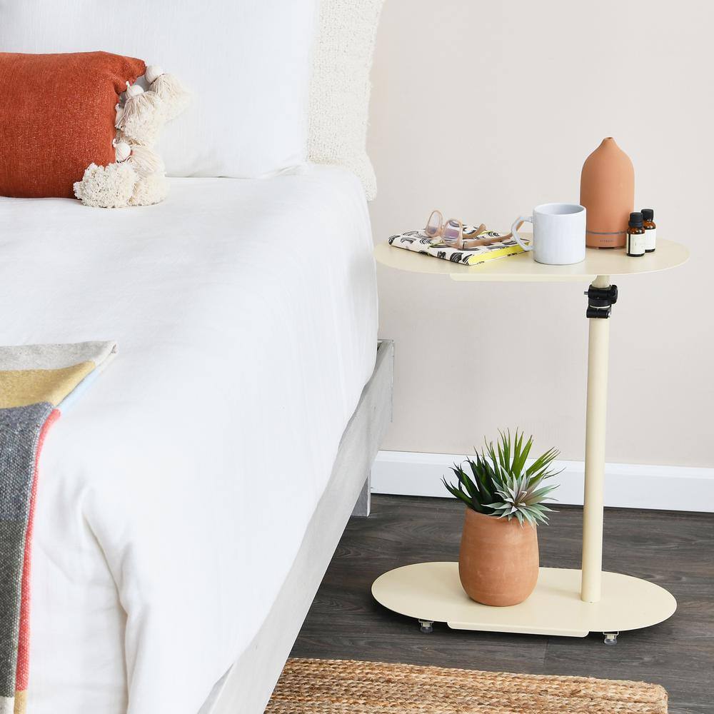 Storied Home Beige Steel Adjustable C Table EC1118 - The Home Depot