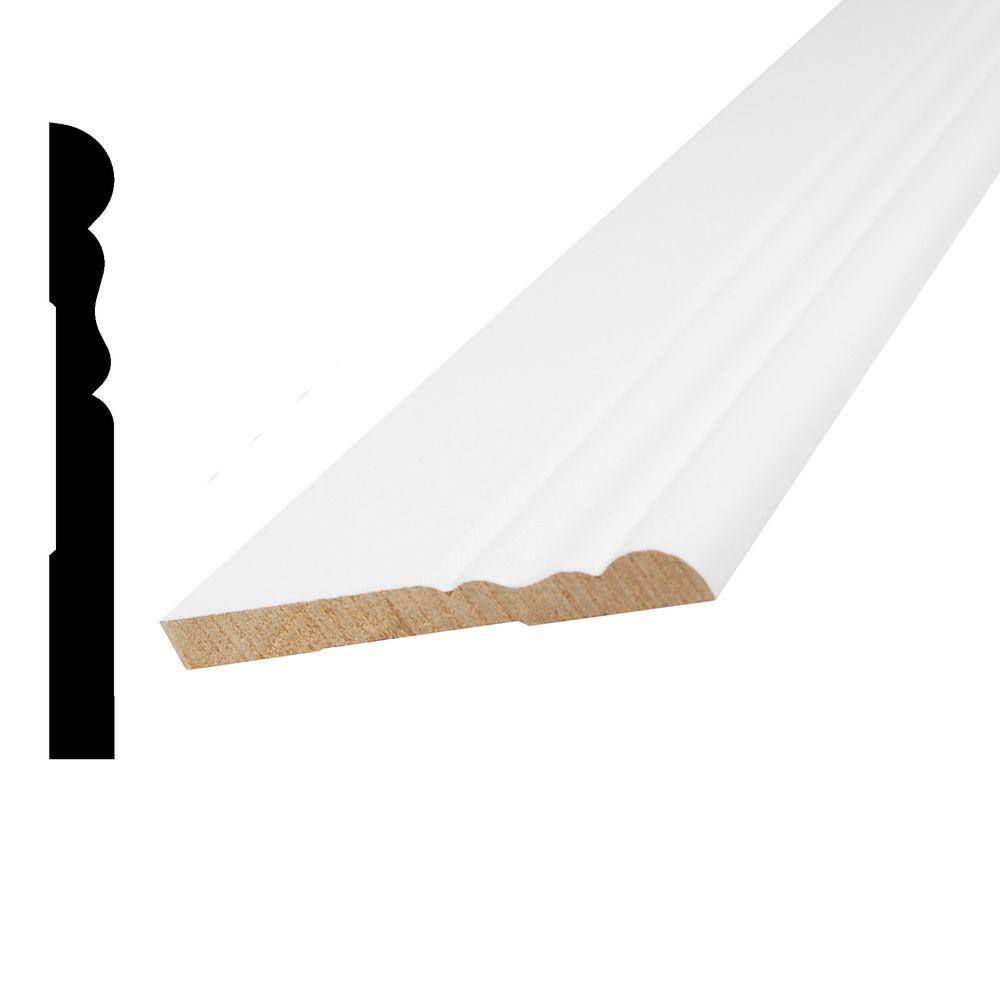 Alexandria Moulding 5/16 in. x 3.1/8 in. x 96 in. White Vinyl Wrapped ...