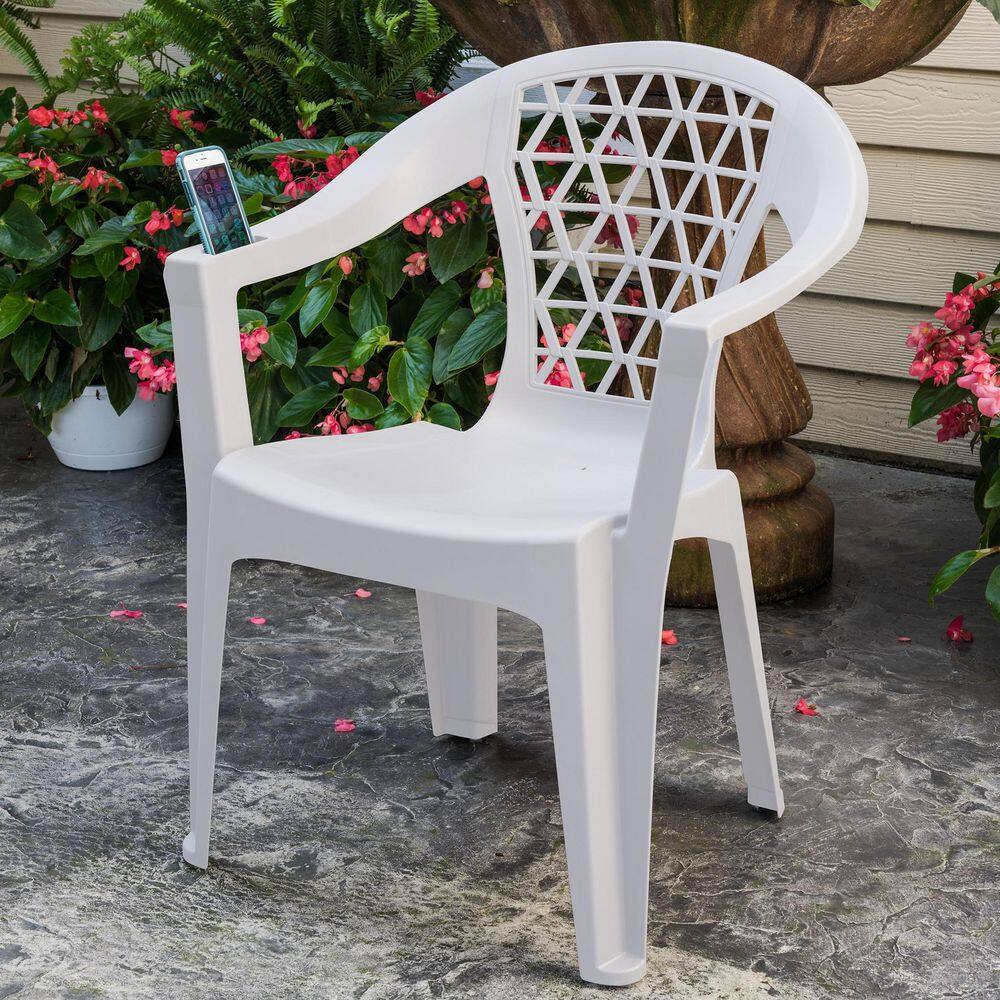 Adams Penza White Stack Resin Plastic Outdoor Dining Chair 258371 - The ...