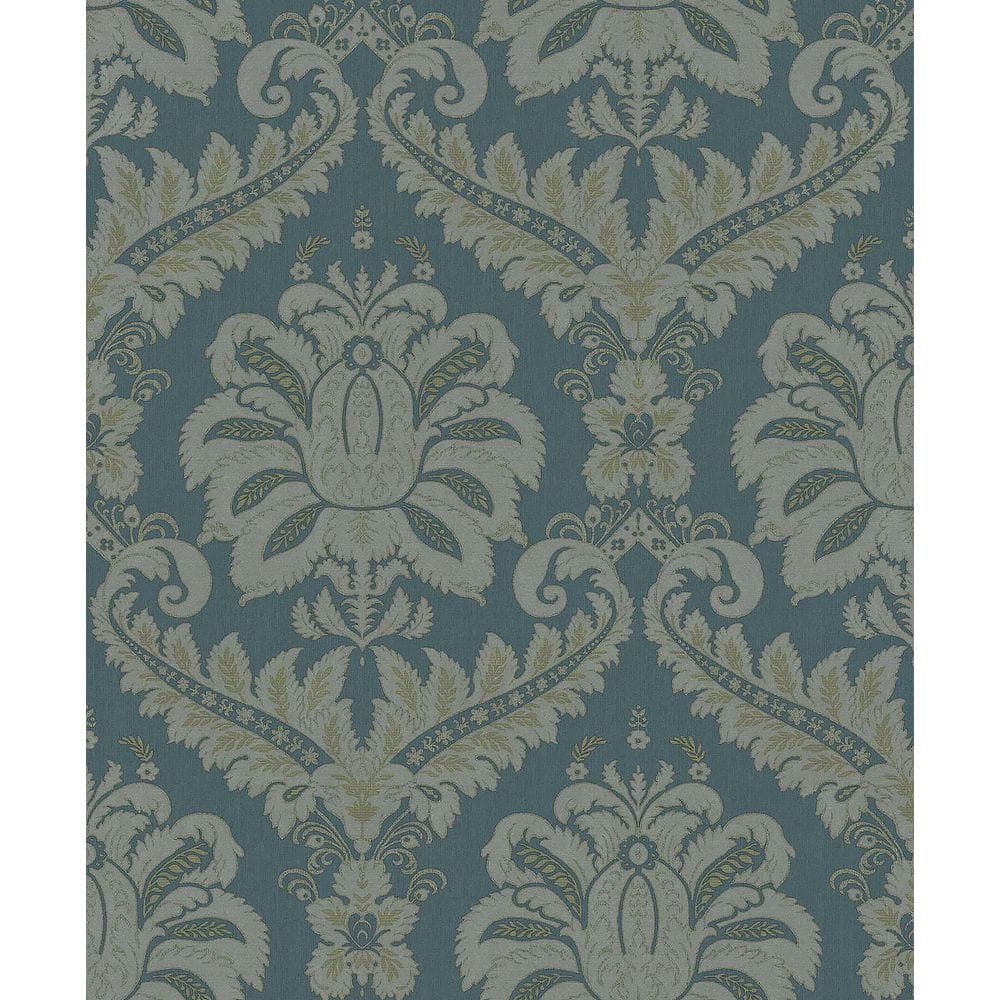 Ornamenta Collection Dark Green Traditional Damask Matte Finish Vinyl ...
