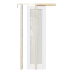 ARK DESIGN 36 in. x 80 in. 5-Lite Frosted Glass White Primed Wood ...