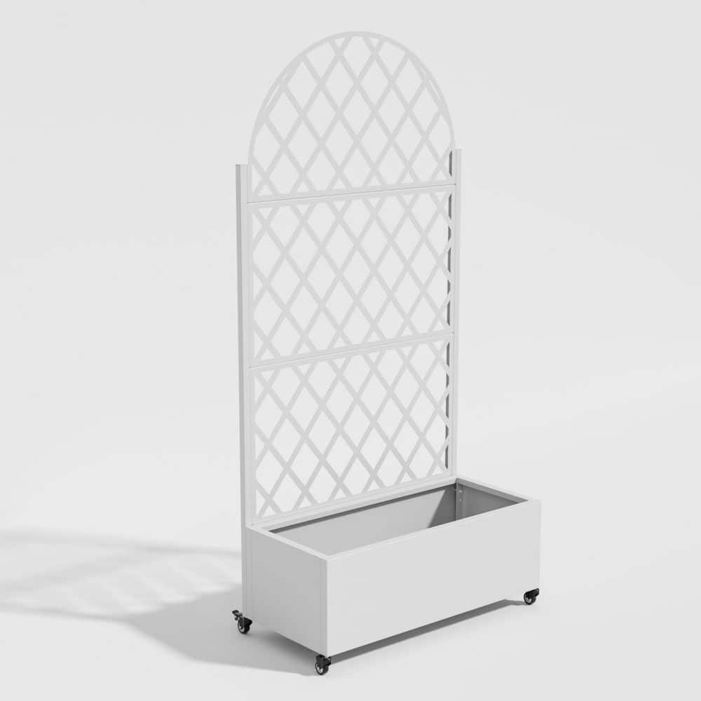 PexFix 72 in. H x35 in. W White Metal Arch Wall Planter Box with ...