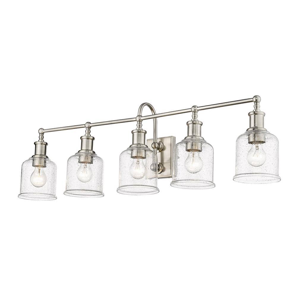 Bryant 40.5 in. 5-Light Brushed Nickel Vanity Light with Glass Shade ...