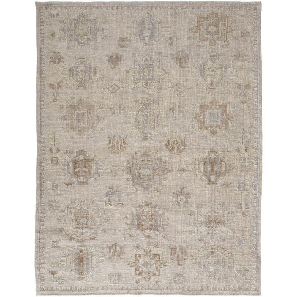 HomeRoots 9 x 12 Tan, Brown Floral Area Rug 2000514994 - The Home Depot