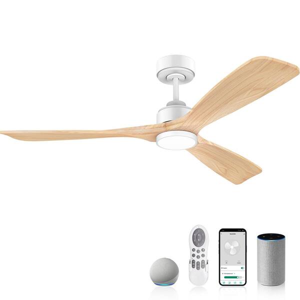 REDIAMS 52 in. Smart Outdoor/Indoor Light Wood Brown Ceiling Fans With ...