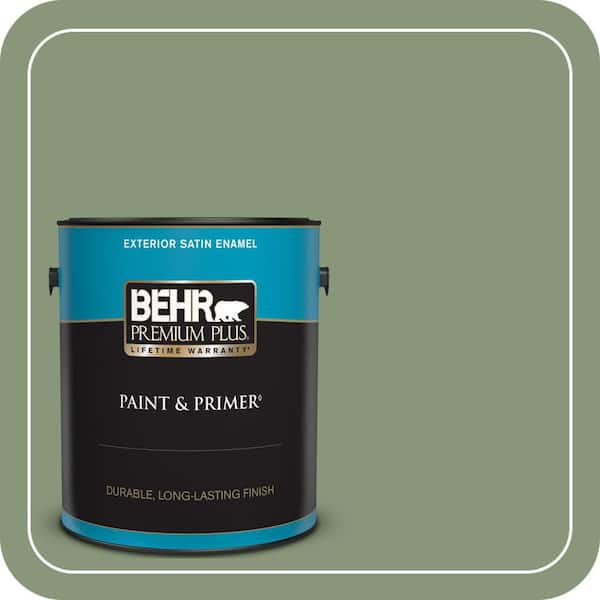 BEHR PREMIUM PLUS 1 gal. #S390-5 Laurel Tree Satin Enamel Exterior ...