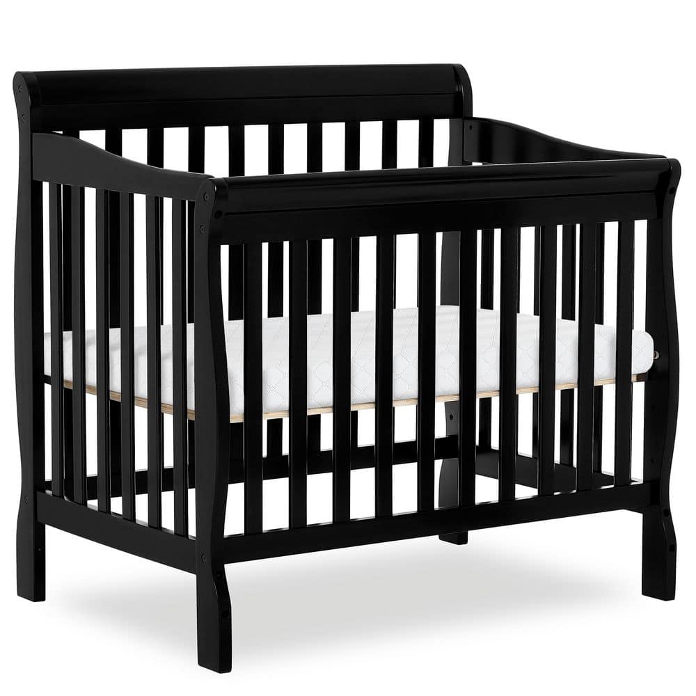 Dream On Me Aden Black 4-in-1 Convertible Mini Crib 628-K - The Home Depot