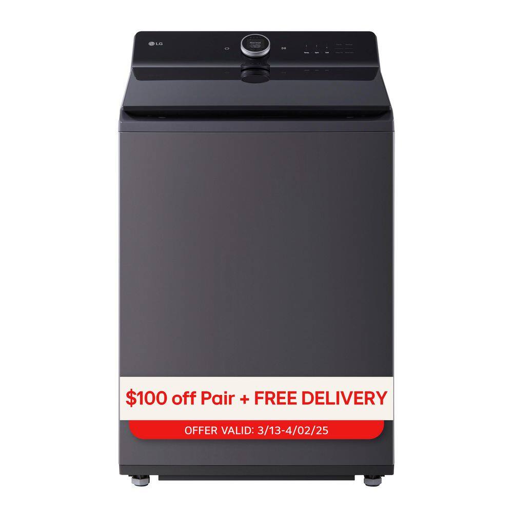 LG 5.5 cu. ft. SMART Top Load Washer in Matte Black with Impeller, eZDispense and Faucet Water ...
