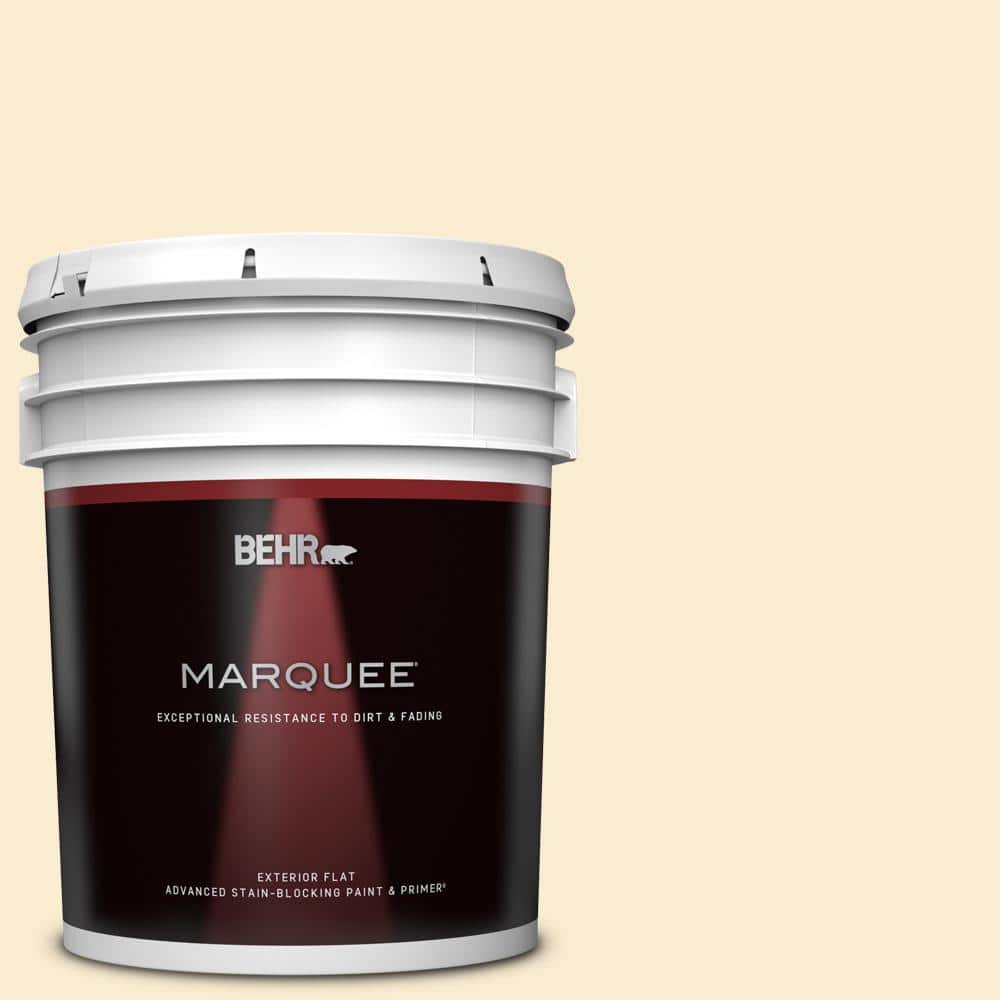 BEHR MARQUEE 5 gal. #OR-W04 Nice Cream Flat Exterior Paint & Primer ...