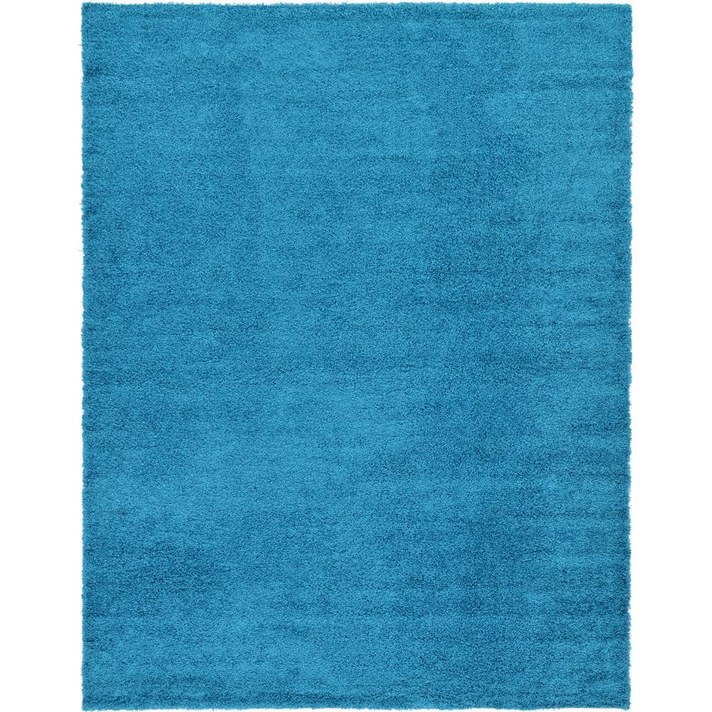 Unique Loom Solid Shag Turquoise 10 ft. x 13 ft. Area Rug 3127967 - The ...