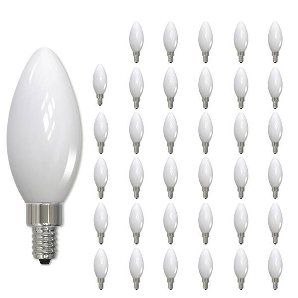 Bulbrite 40 - Watt Equivalent Soft White Light B11 (E12) Candelabra Screw Base Dimmable Milky ...