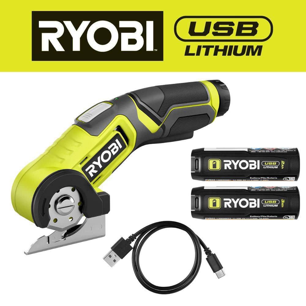 RYOBI USB Lithium Power Cutter Kit with 2.0 Ah USB Lithium Battery ...