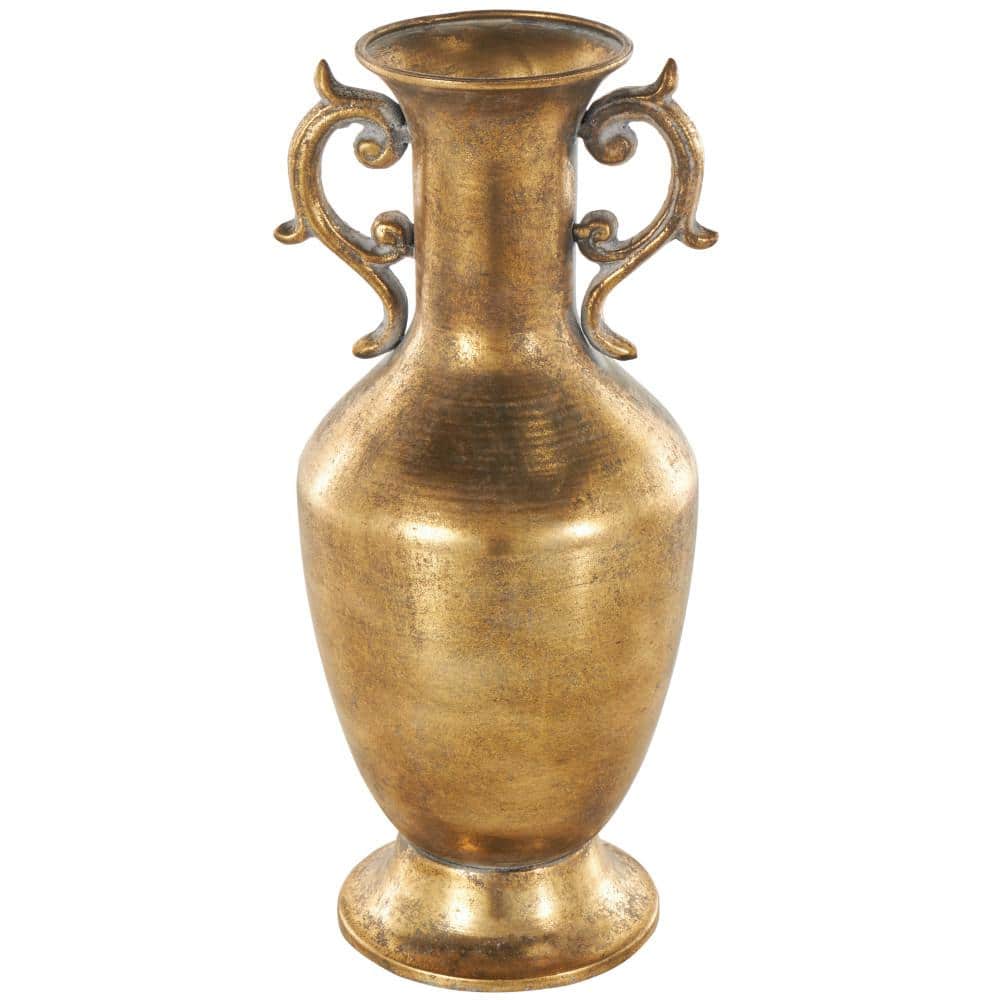 Litton Lane Gold Weathered Vintage Amphora Metal Decorative Vase with ...