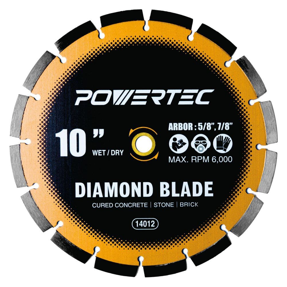 POWERTEC 10 in. Laser-Welded Segmented Rim Diamond Blade for Wet Dry ...