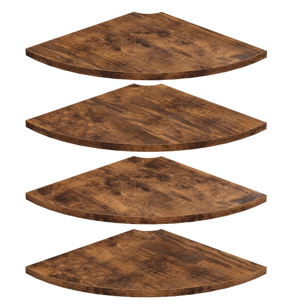 12 in. W x 12 in. D Rustic Brown Corner Shelf Set of 4,4 Tier Rounded ...