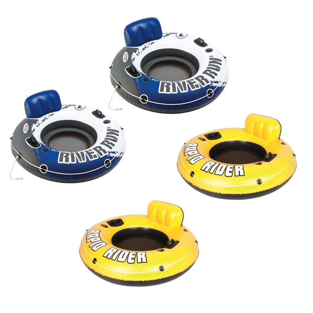 Intex Rapid Rider 53 in. Inflatable Pool Tube (2-Pack) and River Run ...