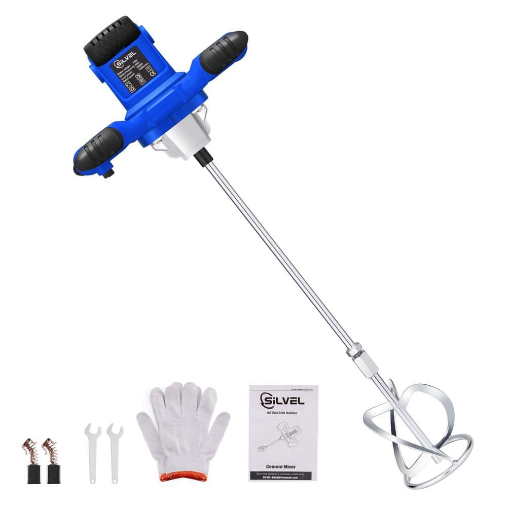 NVNOO 2300W Handheld Electric Concrete Mixer with 6 Adjustable Speed for Mixing Mud, Cement ...