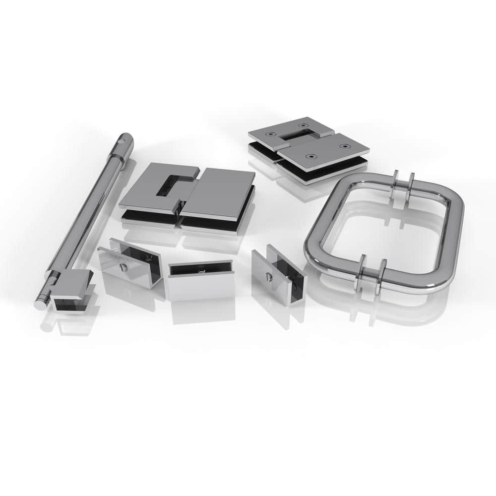 Glass Warehouse 78 in. Glass Hinged Hardware Pack in Chrome with Handle ...