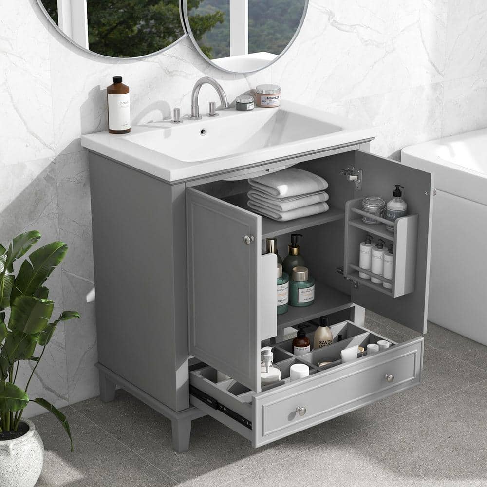 grossag 30 in. W x 18 in. D x 34.8 in. H Single Sink Freestanding Bath ...