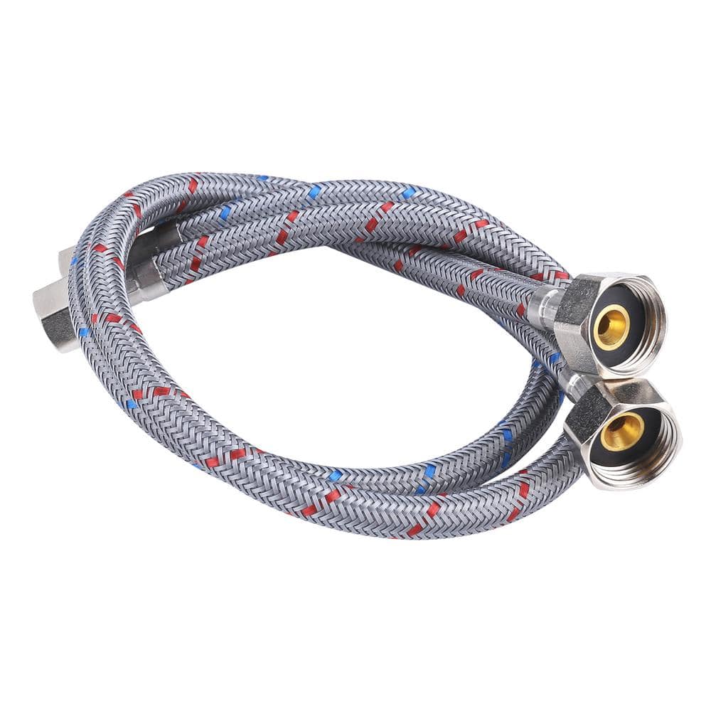 WOWOW 3/8 in. Compression x 1/2 in. FIP x 60 in. Braided Nylon Faucet ...
