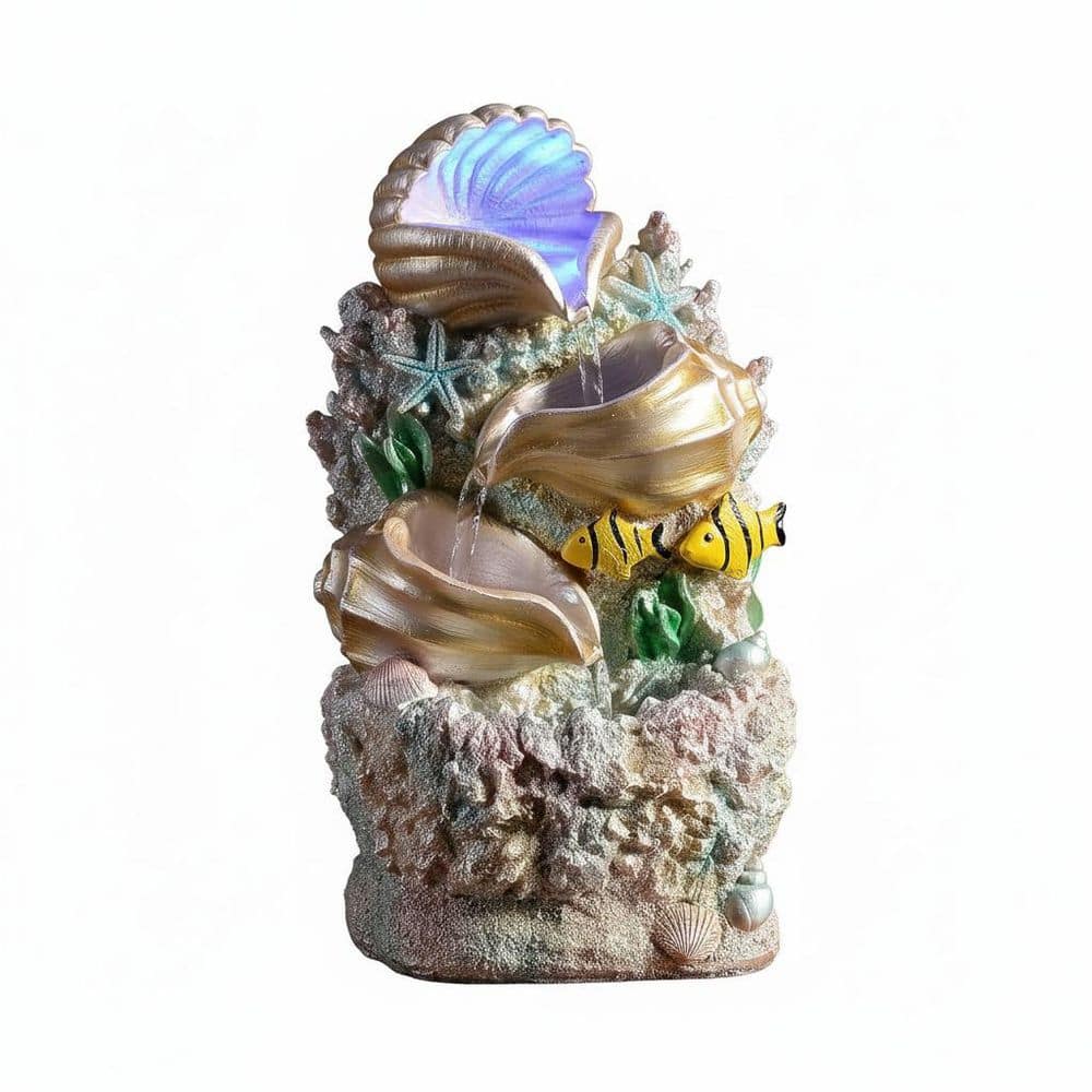 Coral Shell Tabletop Waterfall Fountain YNLIN301 - The Home Depot