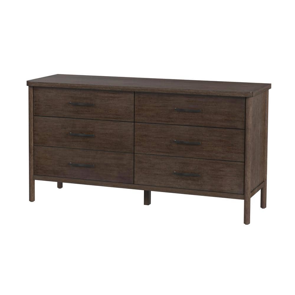 Butler Specialty Company Lennon Brown 6 Drawer 60 in. Wide Wood Rounded ...
