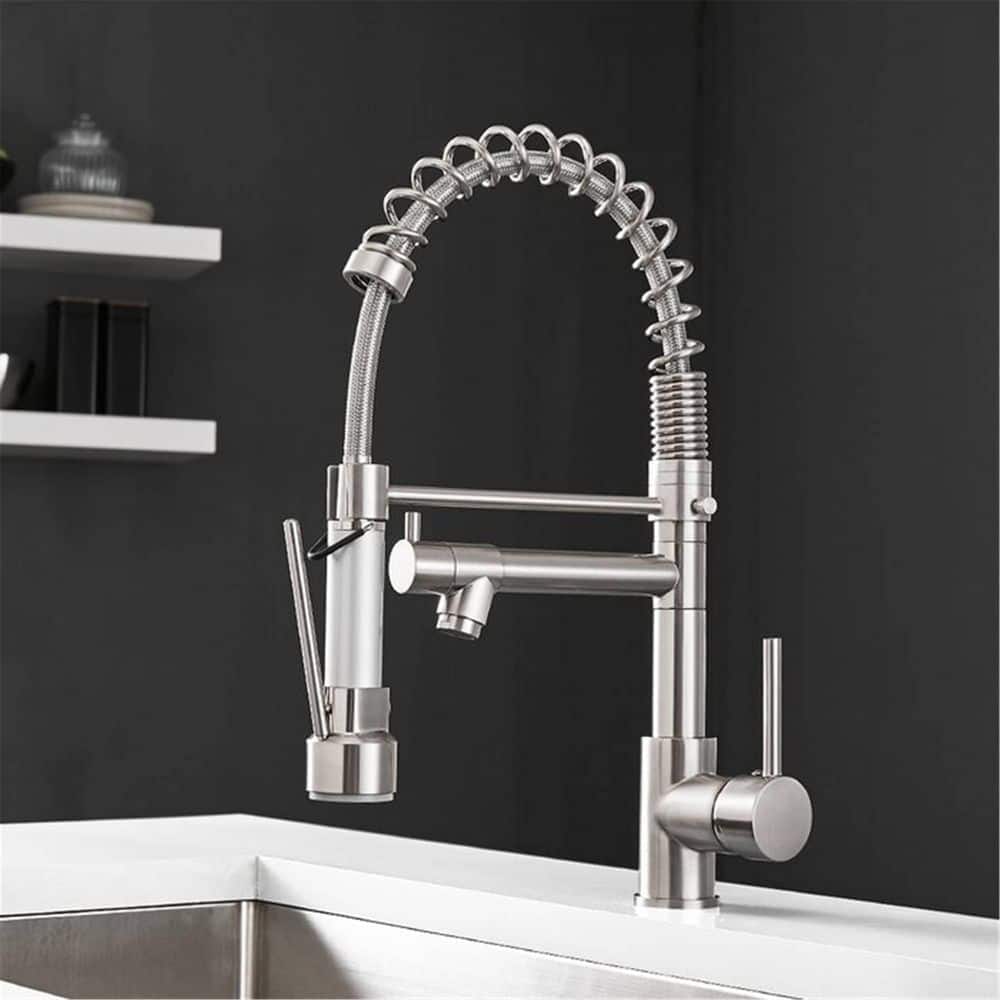 FLG Commercial Pull Down Kitchen Sink Faucet Single Handle Modern ...