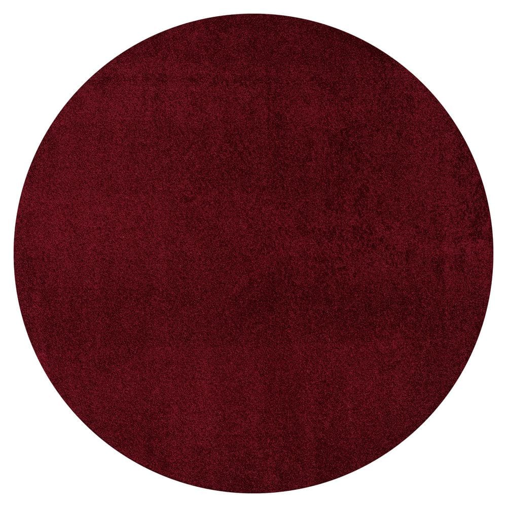 JONATHAN Y Haze Solid Low-Pile Dark Red 4 ft. Round Area Rug SEU100Q-4R ...