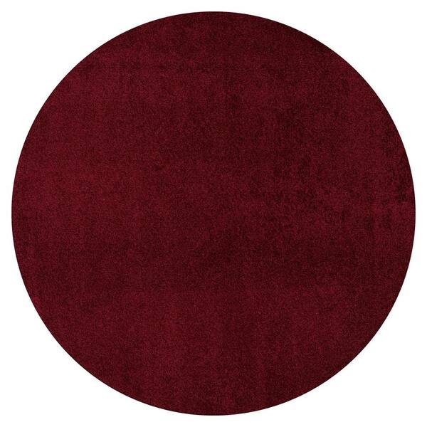 JONATHAN Y Haze Solid Low-Pile Dark Red 4 ft. Round Area Rug SEU100Q-4R ...