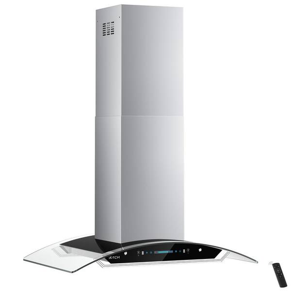 Reviews for iKTCH 29.3 in. 900 CFM Ducted Island Mount Range Hood in ...