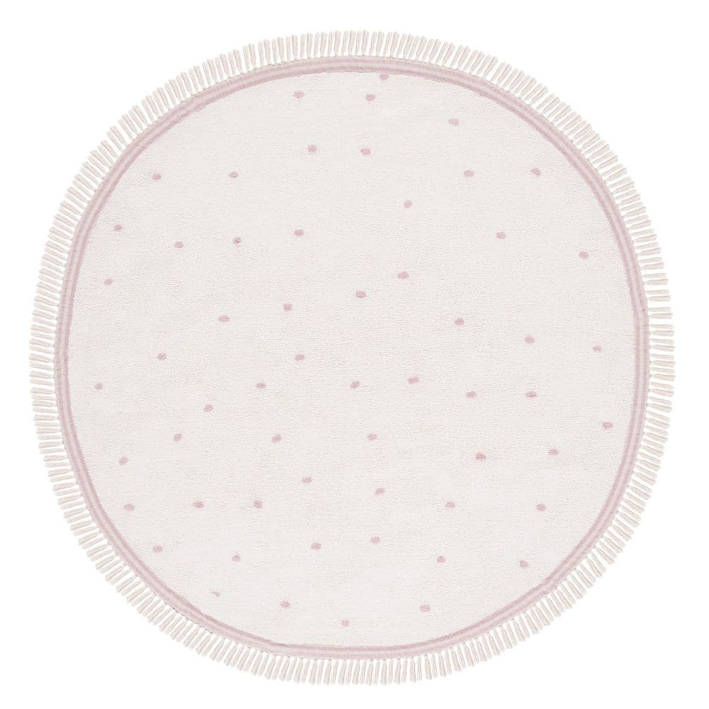 SAFAVIEH Easy Care Ivory/Pink 6 ft. x 6 ft. Machine Washable Spotted ...