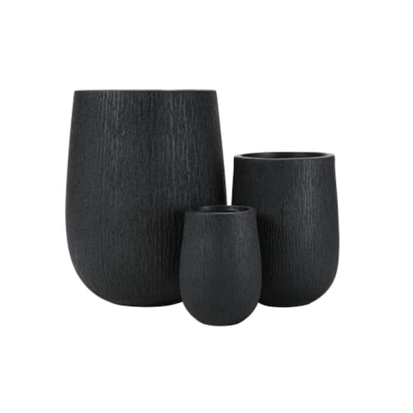 Lightweight MGO Outdoor Planter Set of 3,Modern Stone-Look Textured ...