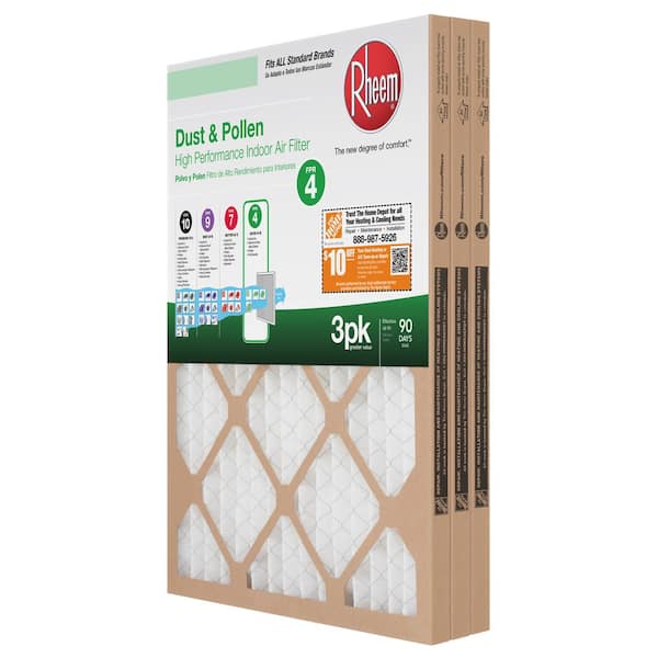 Rheem 18 x 24 x 1 Basic Household Pleated MERV 8 - FPR 4 Air Filter (3 ...