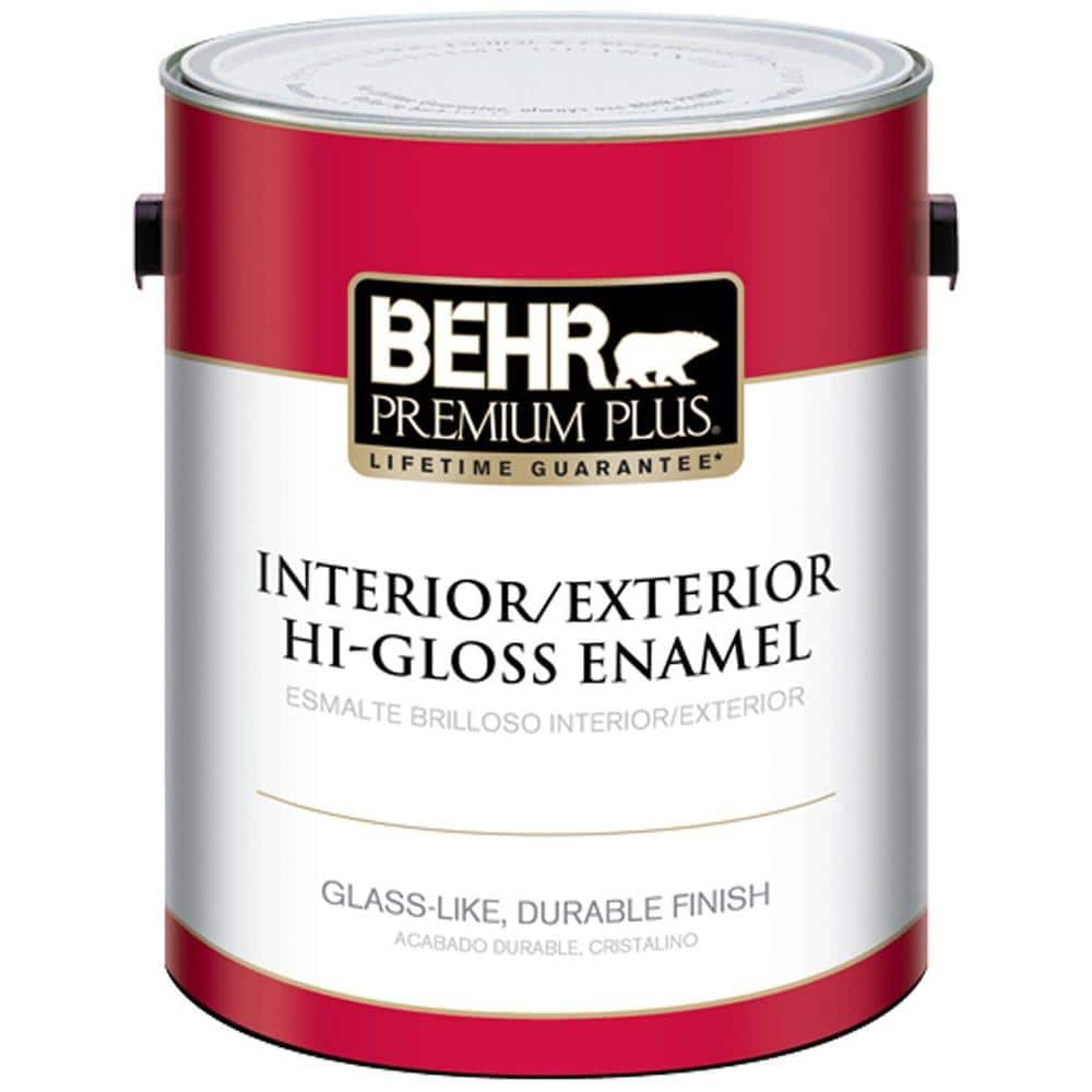 BEHR PREMIUM PLUS 1 gal. Medium Base Hi-Gloss Enamel Interior/Exterior ...