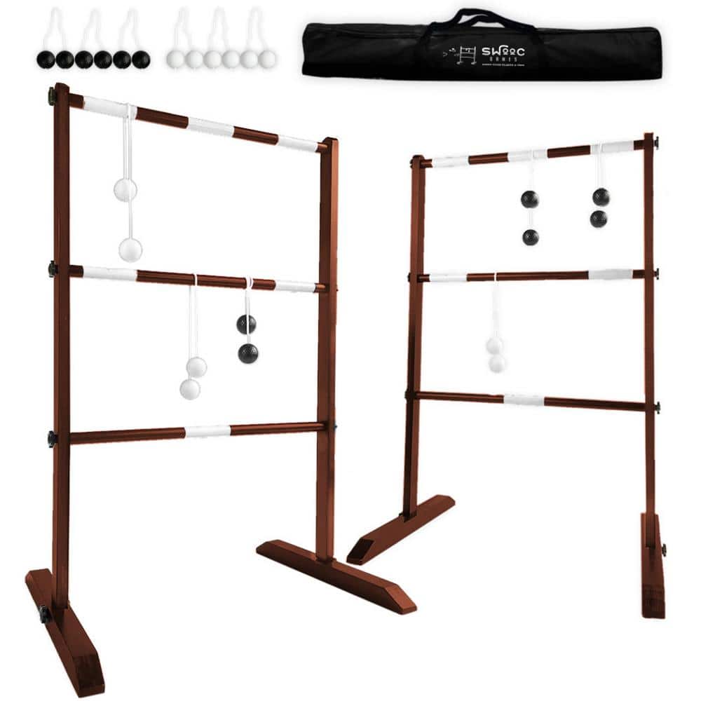 SWOOC Wooden Ladder Ball Game Set (Weather Resistant) 10 Games Included ...