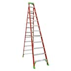 Louisville Ladder 12 ft. Fiberglass Cross Step Ladder with 300 lbs ...