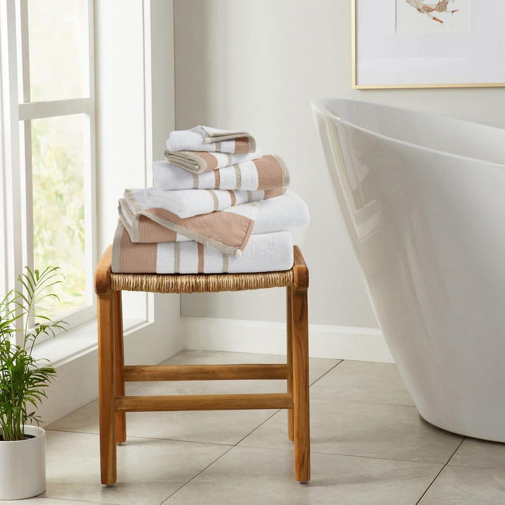 FRESHFOLDS Dusty Rose / Cappuccino Premium Cotton 6-Pieces Decorative ...