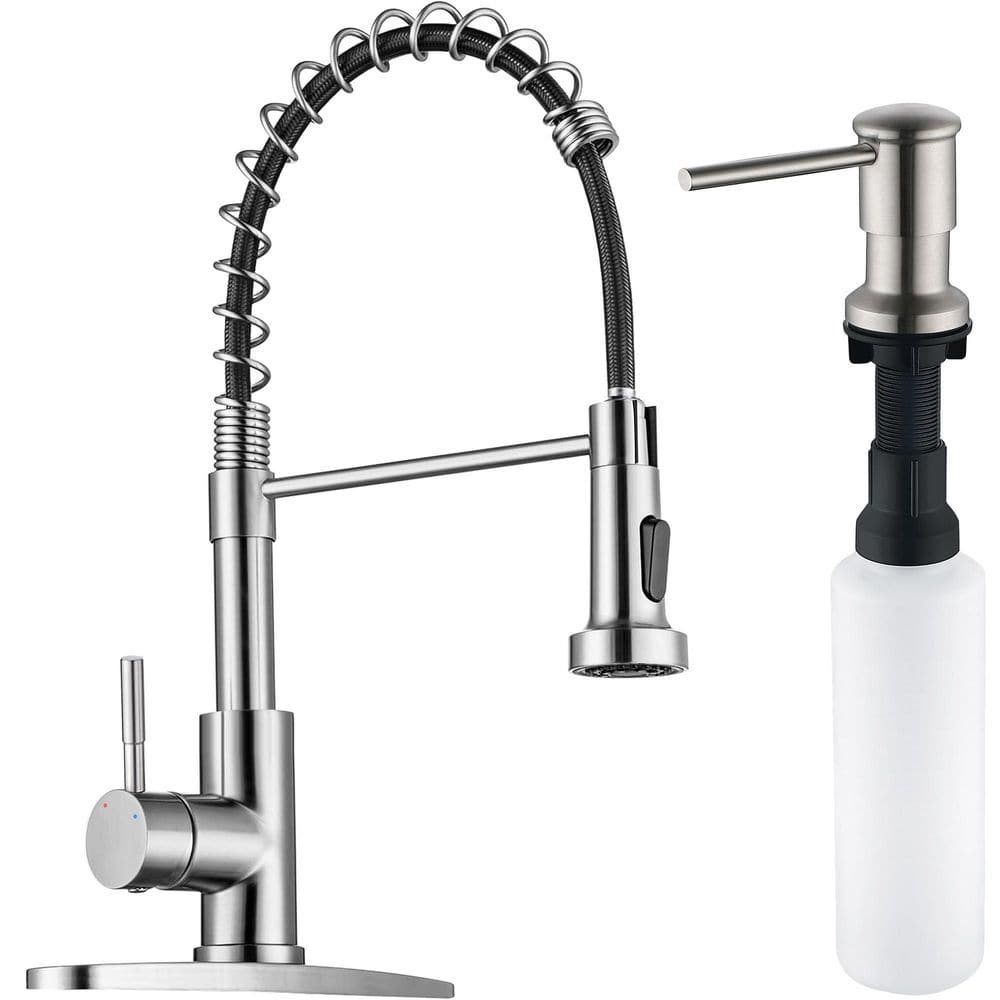 ruiling Spring 18.5 in. Single Handle Pull Down Sprayer Kitchen Faucet ...