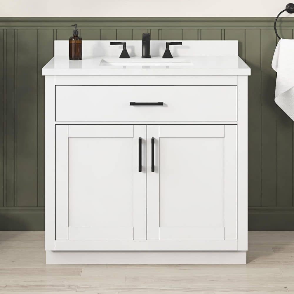 OVE Decors Bailey 36 in. Single Sink White Bath Vanity with White ...