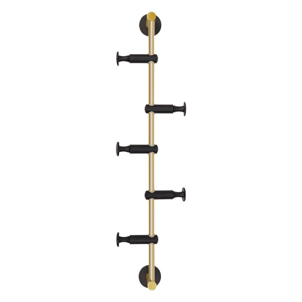 YIYIBYUS Black and Gold Metal Brass Wall Mounted Coat Rack with 5 ...