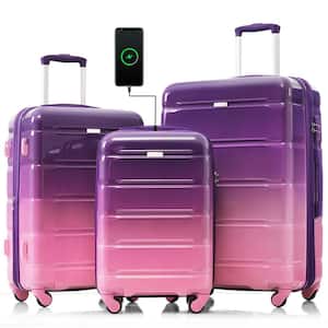 Merax Purple Lightweight 3-Piece Expandable Polyester Softshell Spinner ...