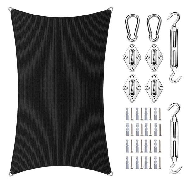 AMGO 8 ft. x 12 ft. Rectangle Pro Ring Sun Shade Sail with Hardware Kit ...