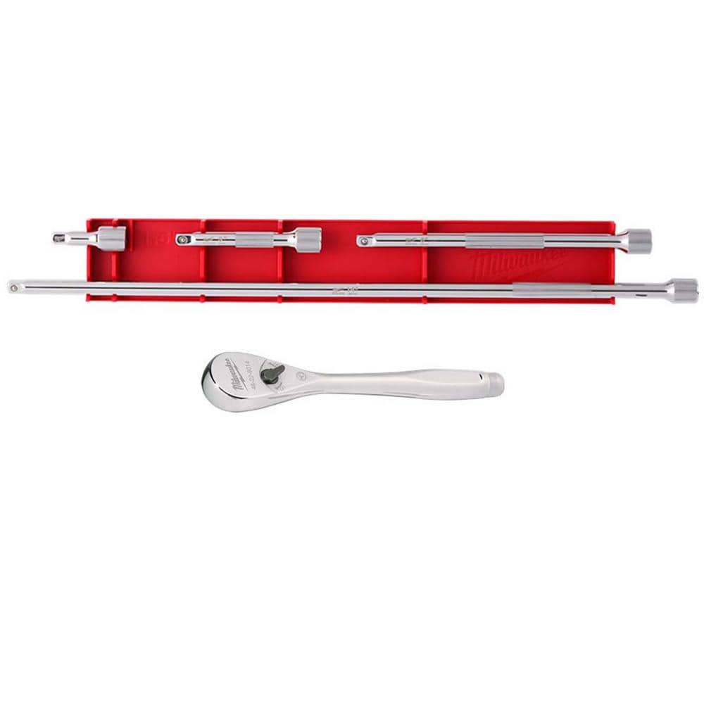 Milwaukee 1/4 in. Drive Ratchet with 1/4 in. Drive Extension Set (5 ...