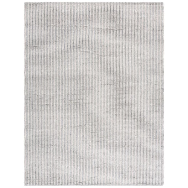 SAFAVIEH Manhattan 8 ft. x 10 ft. Ivory/Gray Striped Marle Area Rug ...