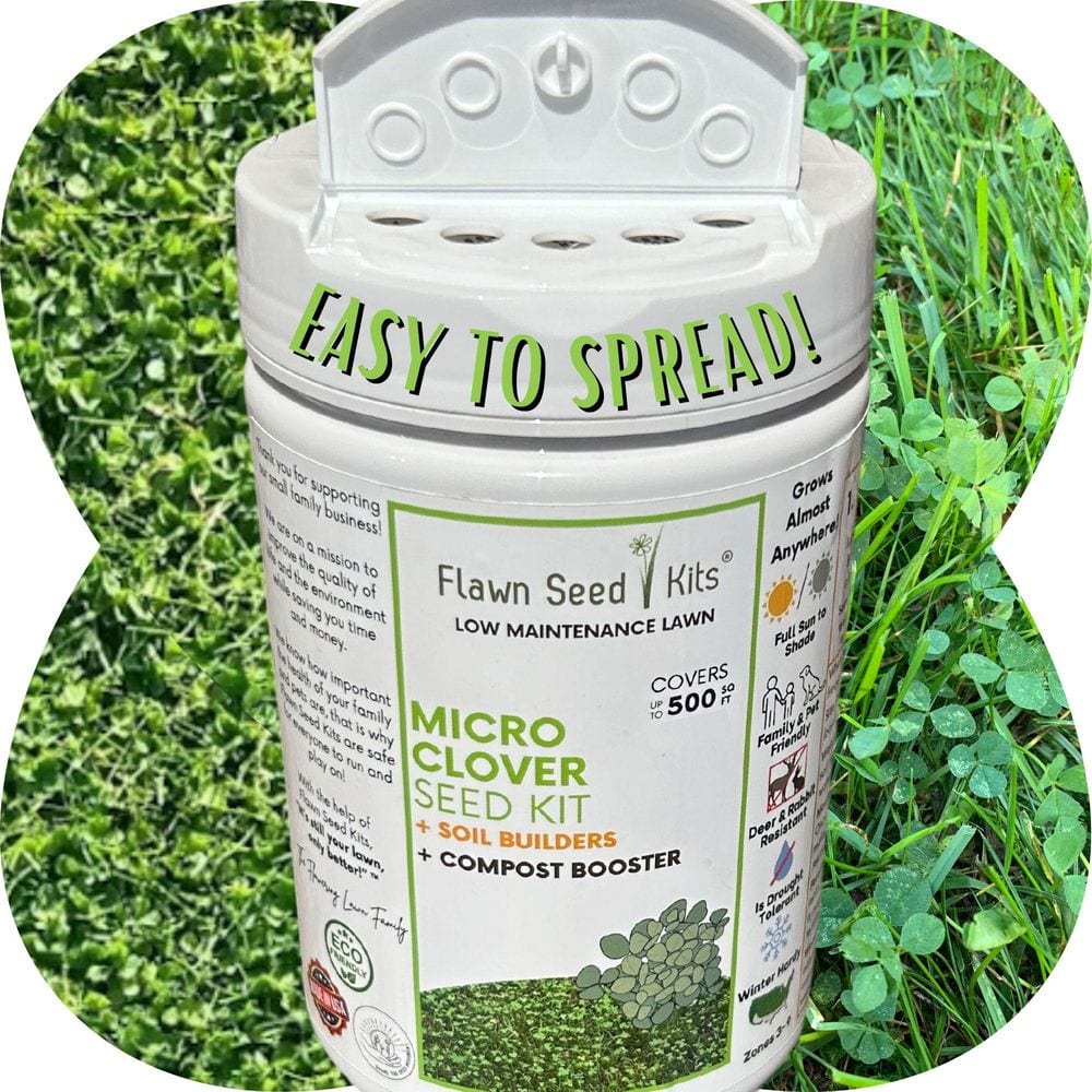 Flawn Seed Kits Micro Clover Alternative Grass Seed, Org Coated, Eco ...