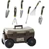 Ames 6-Piece Deluxe Hand Tool Combo and Rolling Cart Garden Tool Set ...