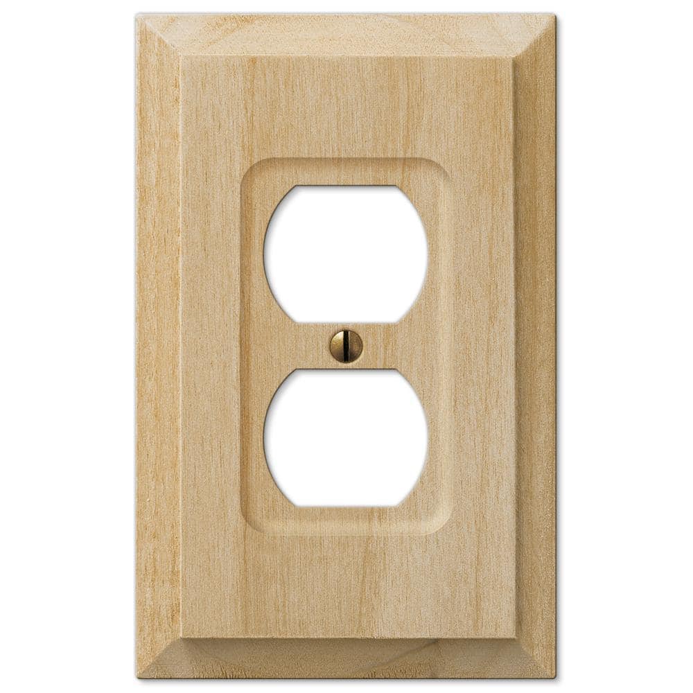 AMERELLE Cabin 1-Gang Unfinished Duplex Outlet Wood Wall Plate 180DHD ...
