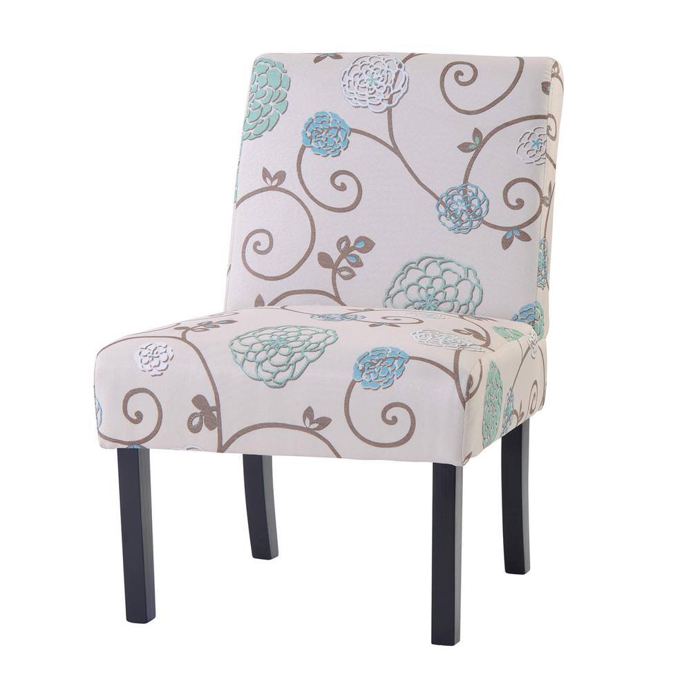 Floral Linen Accent Armless Chair (Set of 2) ZY-P539690 - The Home Depot