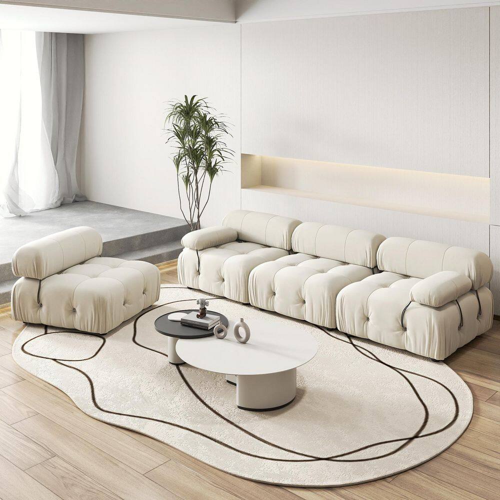 Magic Home Chameleon 138 in. Square Arm Oversized 4-piece Modern Velvet ...