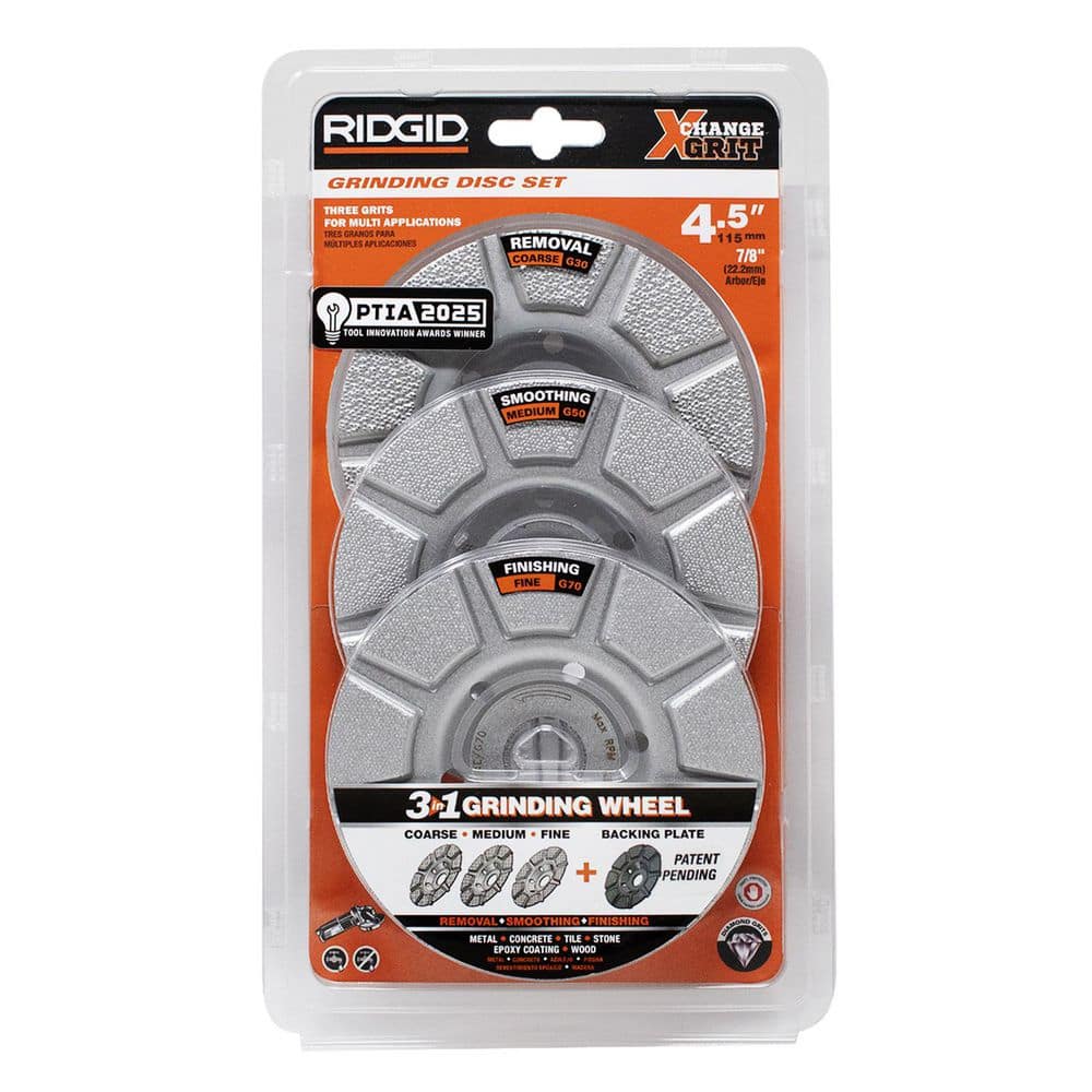 RIDGID 4.5 in. 3-in-1 Exchange Grit Cup Wheel 25-XGR45 - The Home Depot